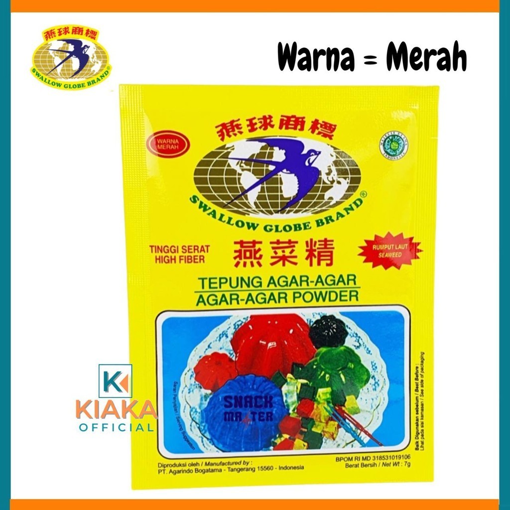 Jual agar agar SWALLOW GLOBE 7gr Warna Merah Sachet | Shopee Indonesia