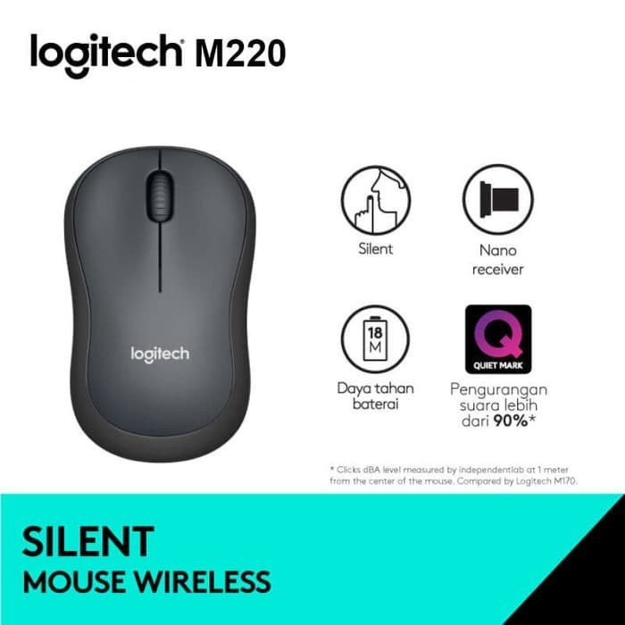 Jual Logitech M220 Mouse Wireless Silent Click - Charcoal SSKACC ...