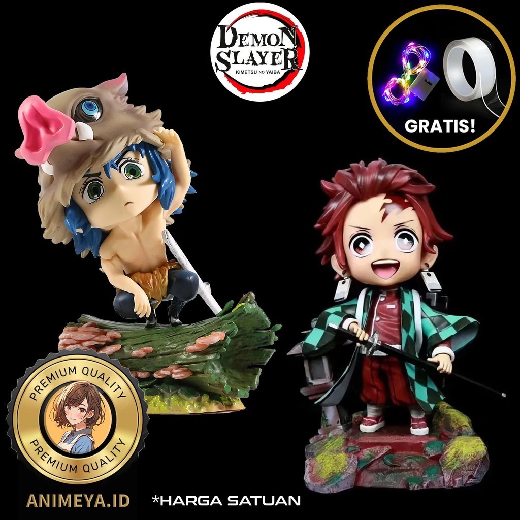 Jual Action Figure Statue Demon Slayer Tanjirou Inosuke Chibi Diorama ...