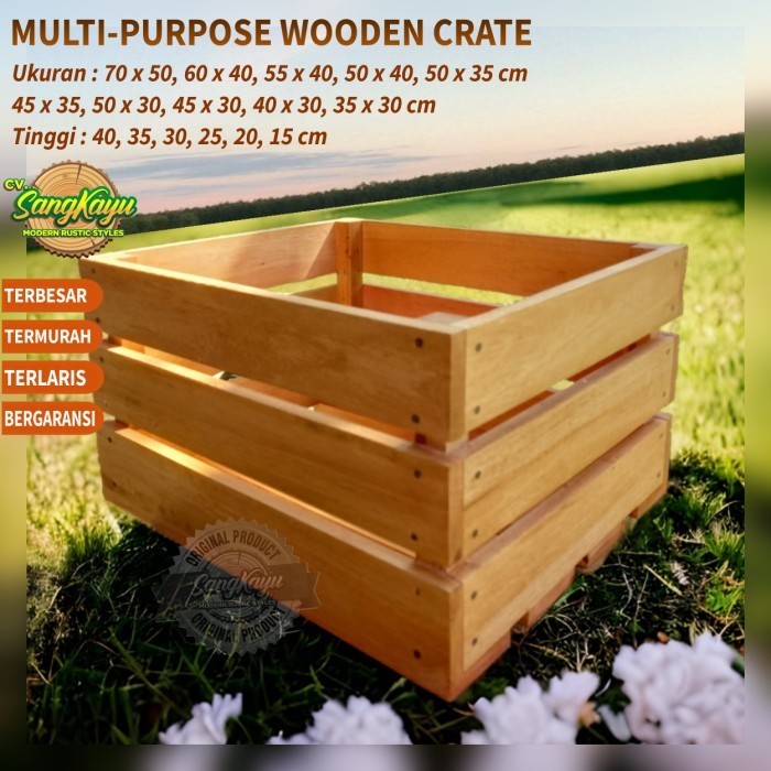 Jual Wooden Crate box 45x35x25 kotak penyimpanan kayu wood storage box ...