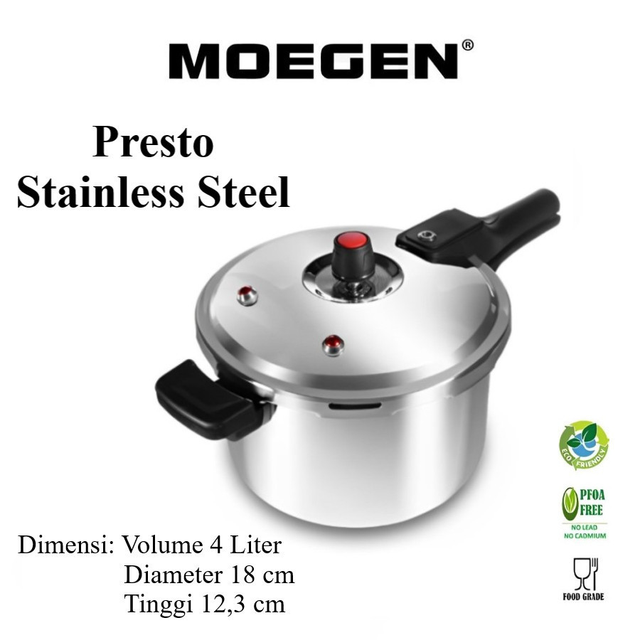 Jual MOEGEN Presto Stainless Steel 4 Liter Pressure Cooker | Shopee Indonesia