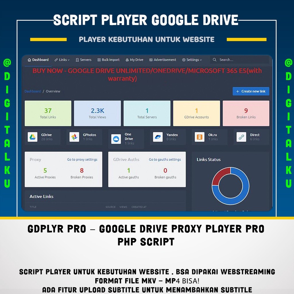 Jual Script Jwplayer Google Drive Proxy Player Untuk Web Streaming Anti Limit - CodySeller ...