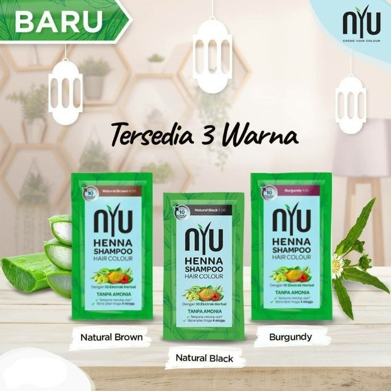 Jual Nyu Henna Shampo Hair Colour Per Box Isi 4 Pcs 20ML | Shopee Indonesia