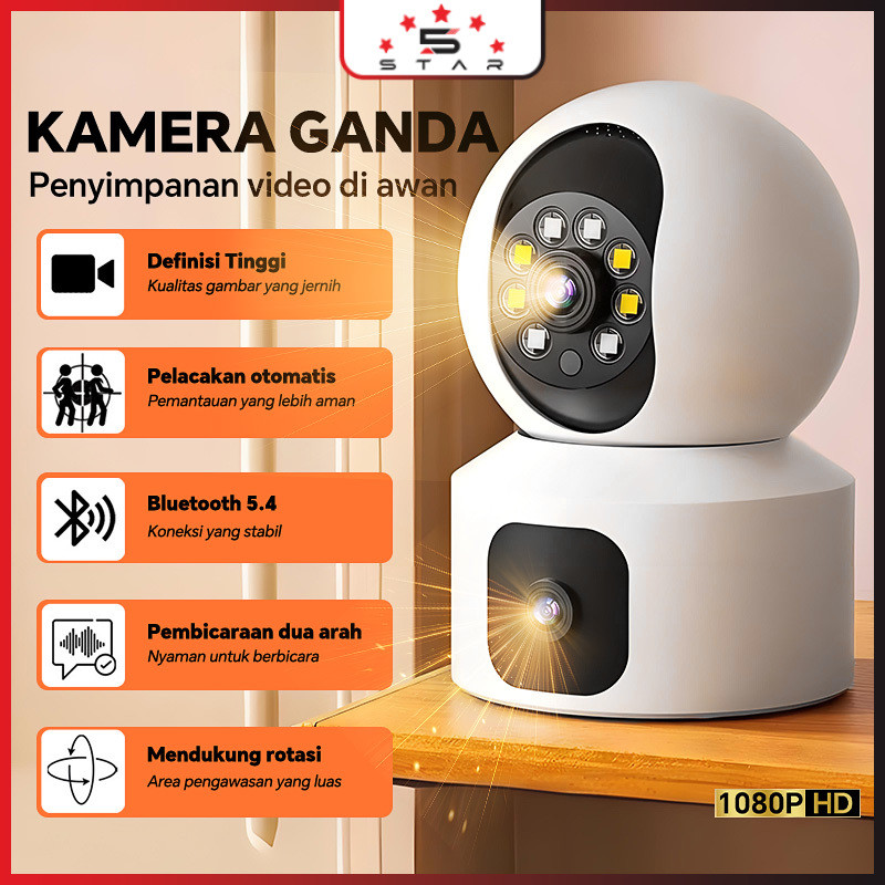 Jual CCTV Kamera Dual Lens WIFI 1080P HD Auto Tracking Two-Way Audio ...