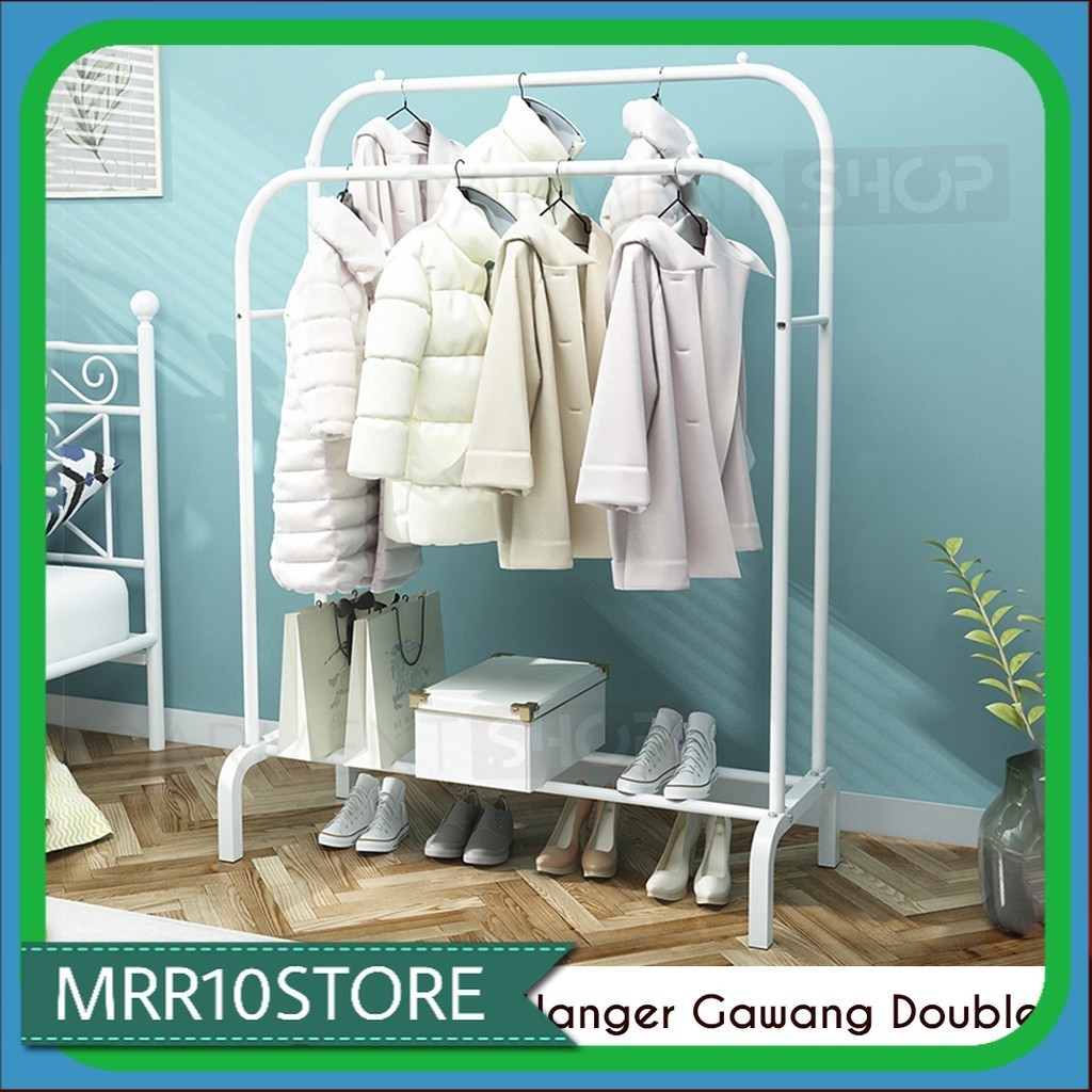 Jual Stand Hanger Besi Double Butik Rak Gantungan Baju Besi Pakaian 2 ...