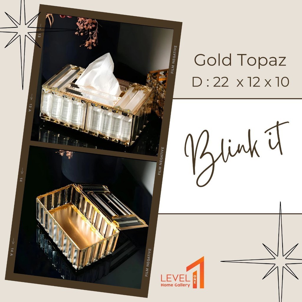 Jual Topaz Blink kotak tissue make up kaca kristal gold premium mewah ...