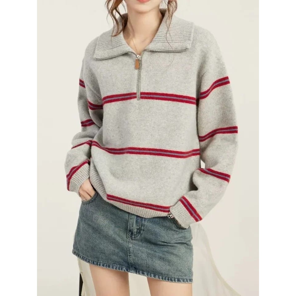 Jual Triline Stripe Sweater Rajut Premium | Baju Atasan Wanita ...