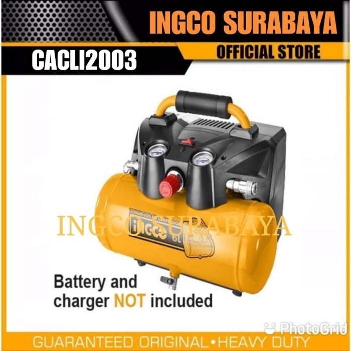 Jual INGCO CACLI2003 AIR COMPRESSOR 6L 135PSI CORDLESS KOMPRESOR ANGIN ...