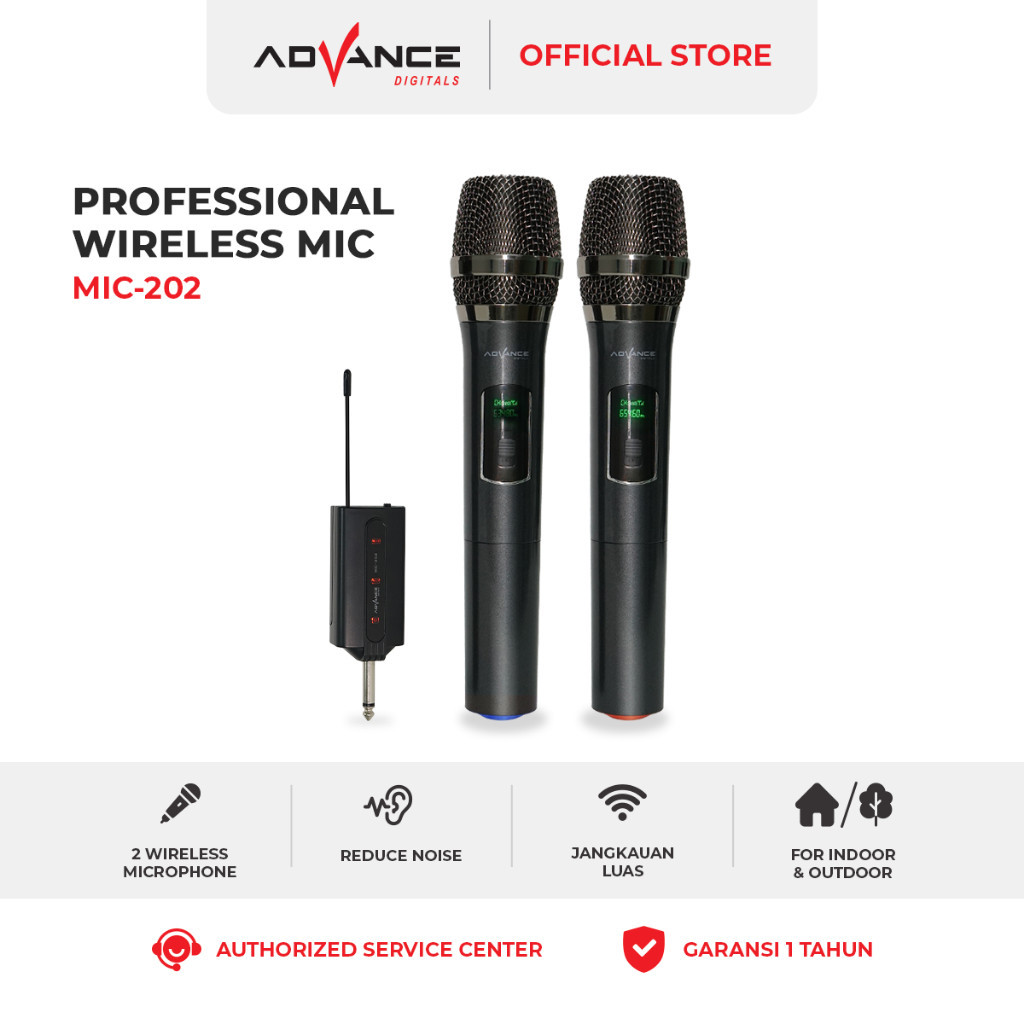 Jual Advance MIC-202 Profesional 2 Mic Wireless Microphone Karoke Mic ...