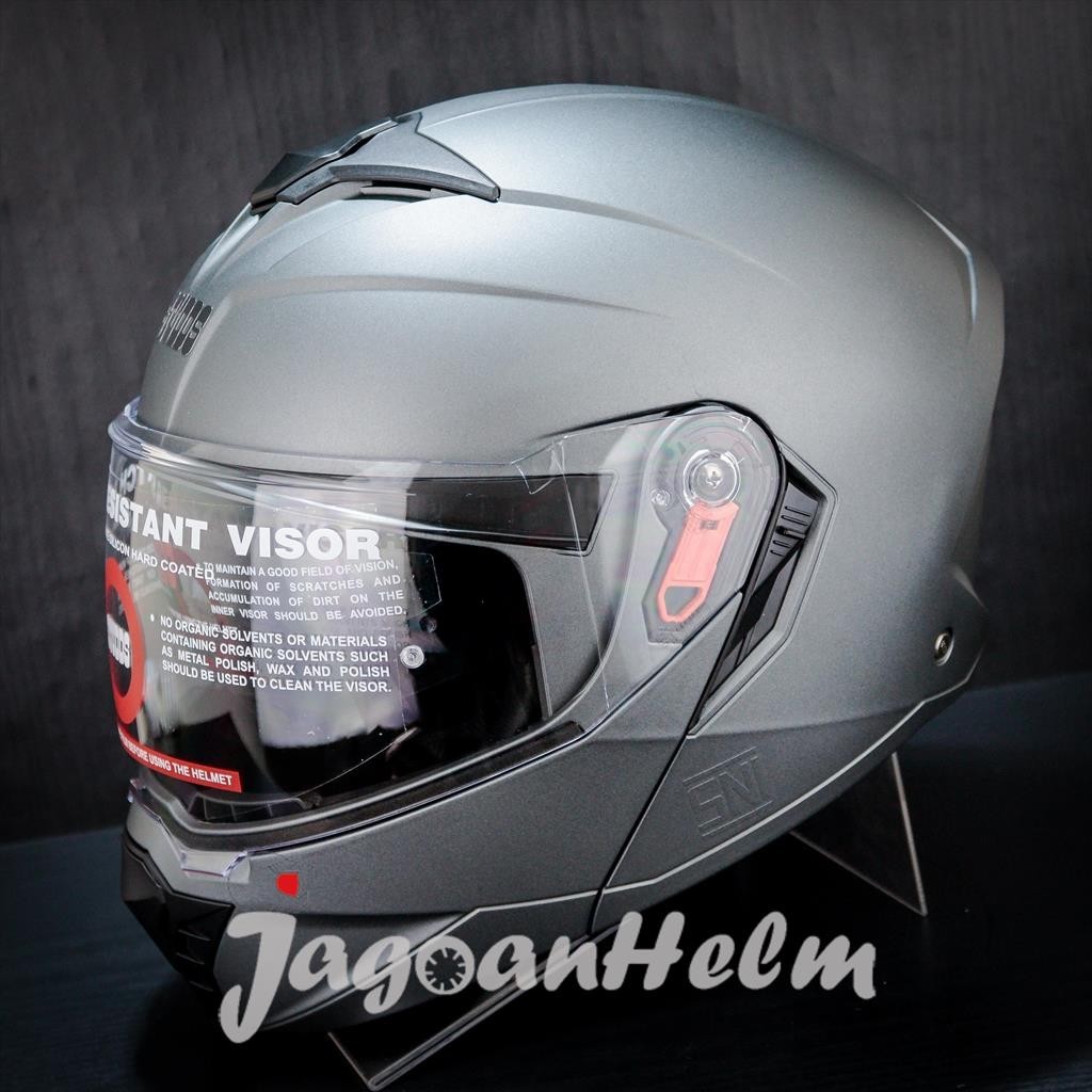 Jual STUDDS HELM TROOPER SOLID | MATT GUN GREY | MODULLAR DOUBLE VISOR ...
