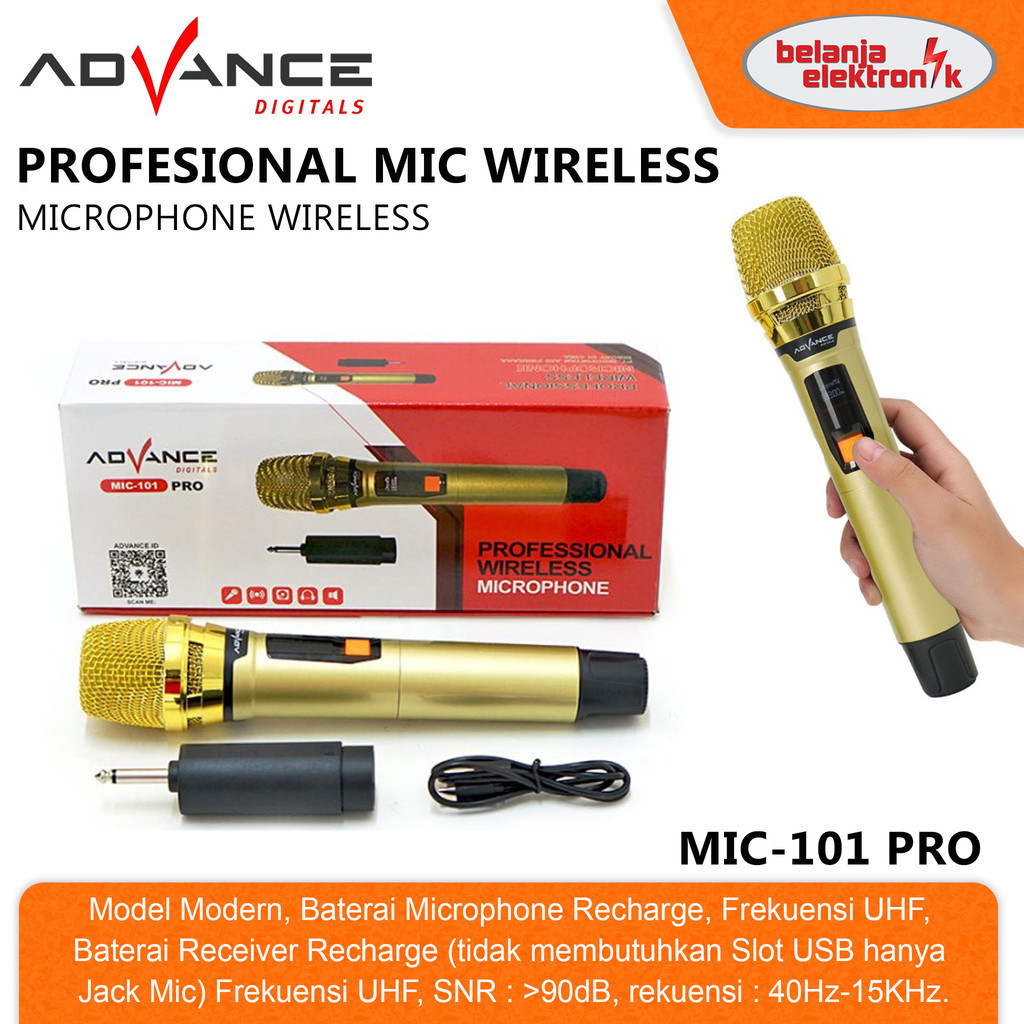 Jual Microphone ADVANCE MIC-101 PRO Profesional Frekuensi UHF Mic Bluetooth Karaoke Garansi 1 ...