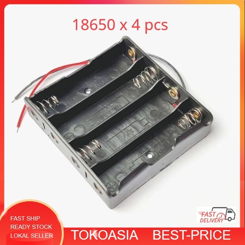 Jual 18650 x 4 Battery Holder Plastic Battery Holder Storage Box Case ...
