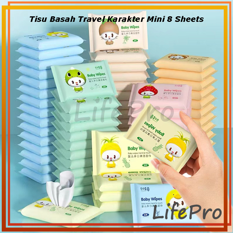 Jual Tisu Basah Travel Karakter Mini 8 Sheets / Travelling Wet Tissue / Set Tissue Basah Mini ...