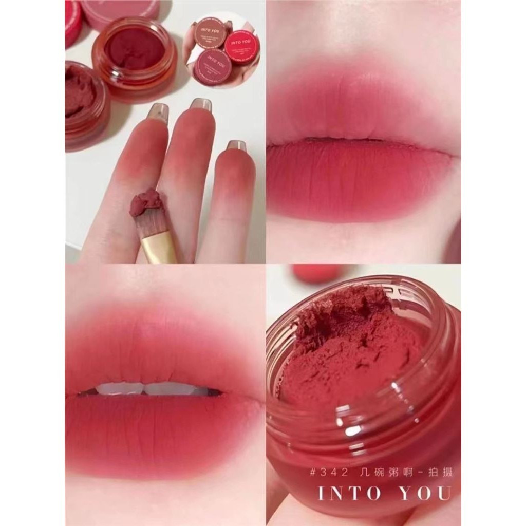 Jual INTO YOU Canned Lip Mud Mousse Matte Lip Glaze Lip Red Lip Color ...