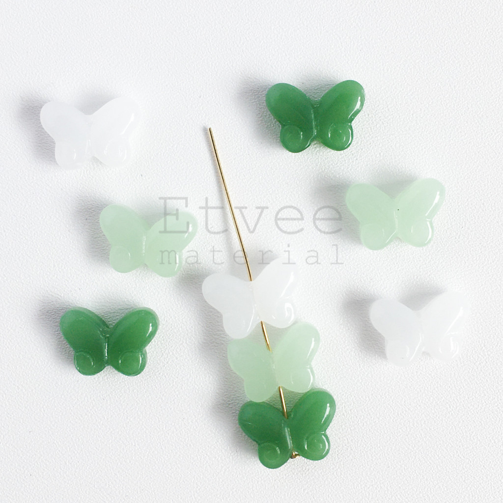 Jual LB09 glass bead manik kupu giok lubang DIY gelang kalung | Shopee Indonesia