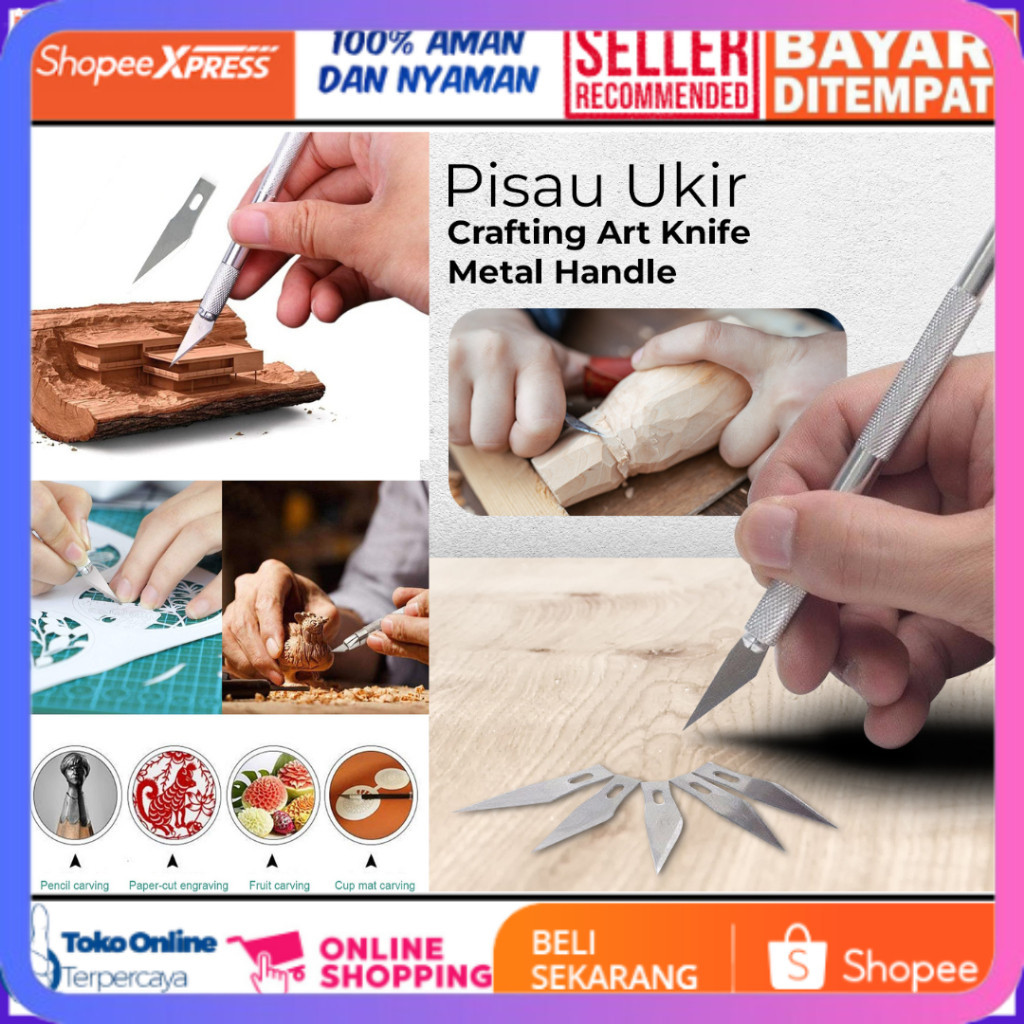 Jual Pisau Ukir Seni Hobby Crafting Art Knife Metal Handle Pisau Ukir ...