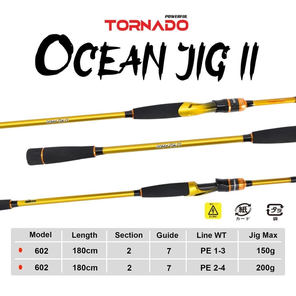 Jual Tornado Ocean Jig II 602 PE1-3/10-30LB PE2-4/20-40lb Power 10kg ...