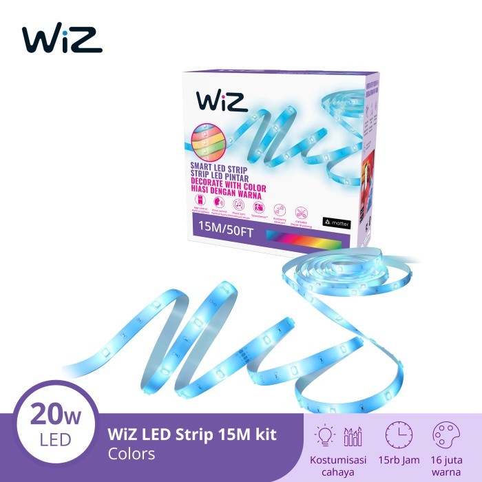 Jual WiZ Lampu Smart LED Strip 15M Starter Kit WiFi RGB adaptor – Lampu Hias TV | Shopee Indonesia