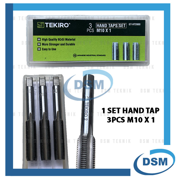Jual TEKIRO MATA HAND TAP SET M10X1 M 10 X 1 ISI 3 PCS DRAT ULIR MANUAL | Shopee Indonesia