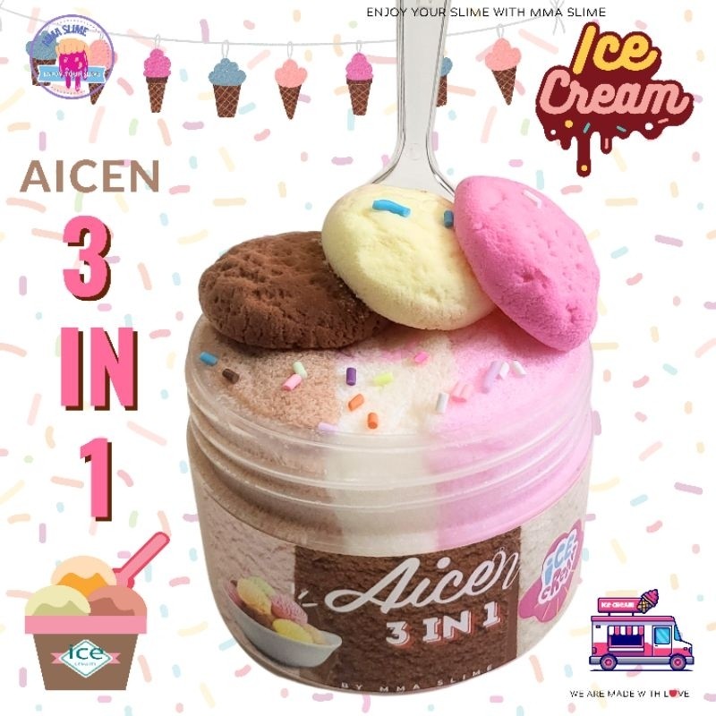 Jual SLIME ICE CREAM SLIME 3 IN 1 ICE CREAM SLIME AICE SLIME MURAH BY ...