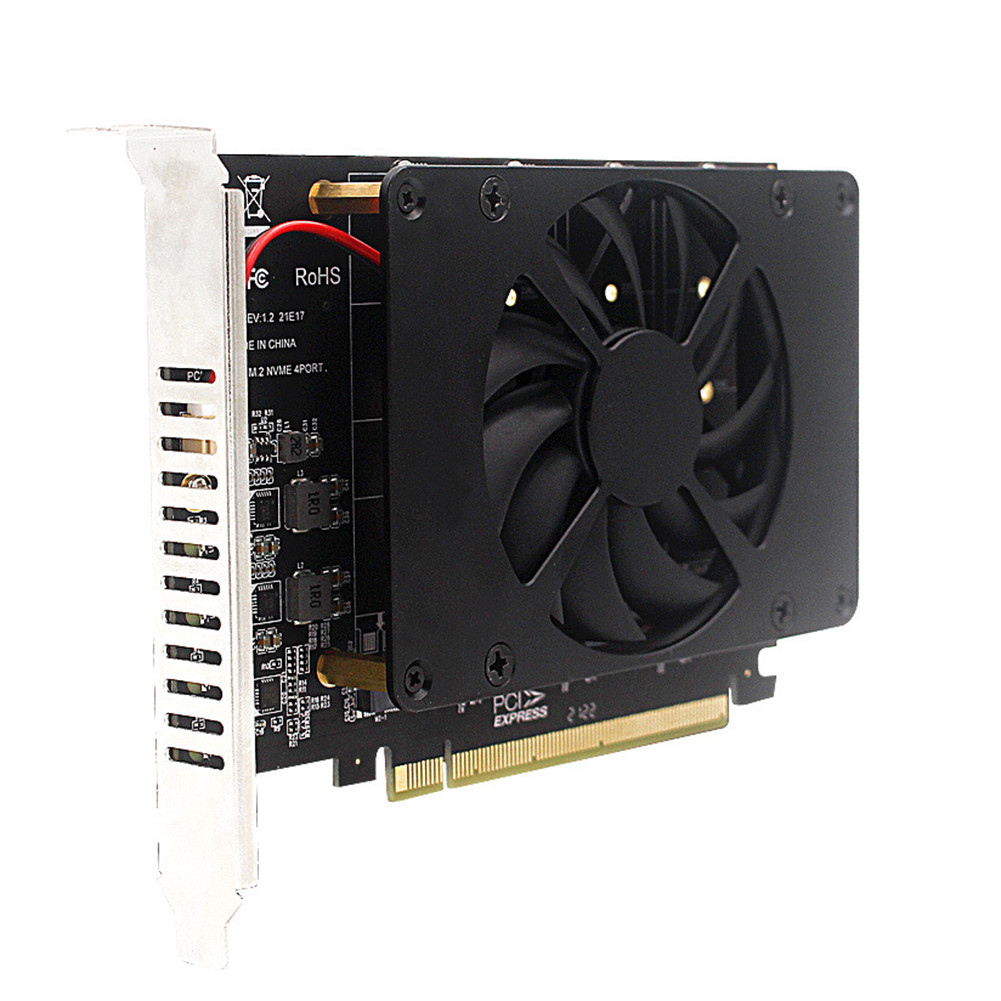Jual 4 Disk Motherboard PCIE Splitter Card with Heat Sink PCIEX16 NVME ...