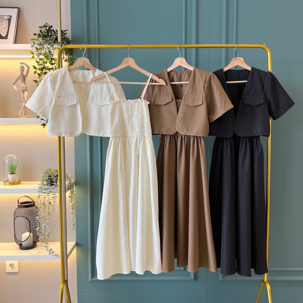 Jual ORTWO - ZPF FASHION WANITA LUSIYA / SET LIVIA BLAZER CROP & DRESS ...