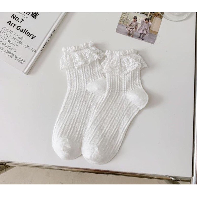 Jual Little Maple - Ballerina Ruffle Simple Korean Socks / Kaos Kaki ...