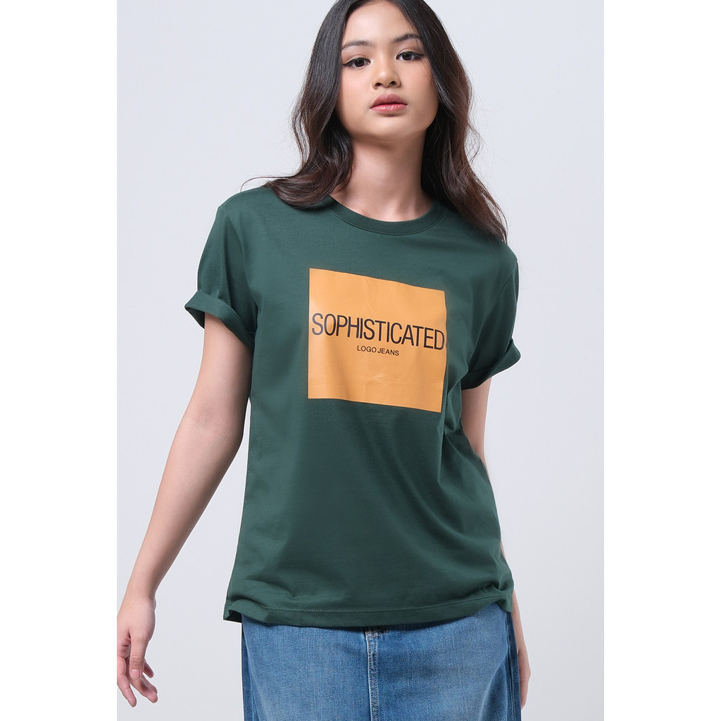 Jual Logo Jeans Kaos Wanita Liam Dark Green Basic 12826L4DN | Shopee Indonesia