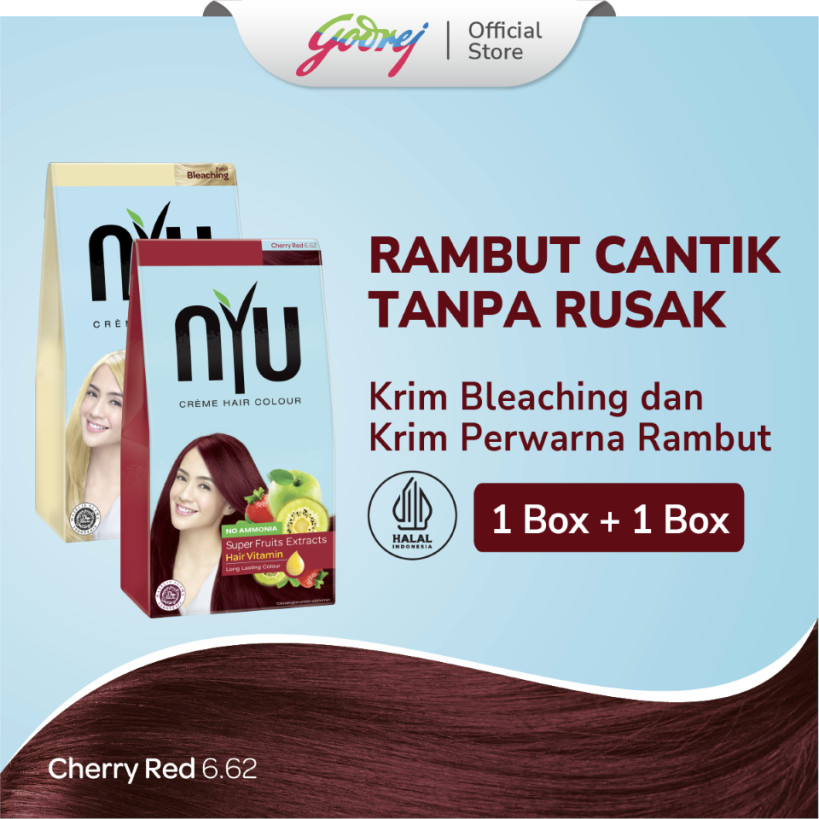 Jual NYU Creme Bleach + Hair Colour Cherry Red - Bleaching dan Pewarna ...