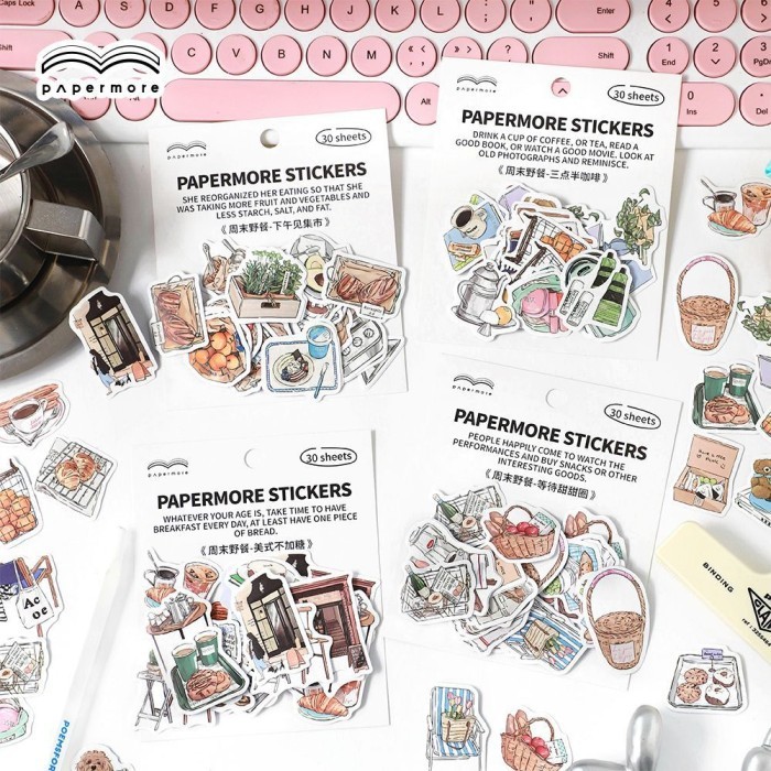 Jual 30 Lembar Sticker Papermore Decorative Journal Stiker DIY Croquette | Shopee Indonesia