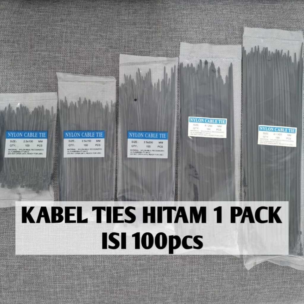 Jual Kabel Ties Tis Hitam 10cm 15cm 20cm 25cm 30cm 1pack isi 100pcs | Shopee Indonesia