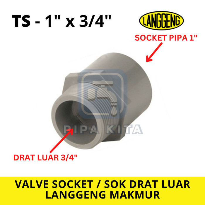 Jual Valve Socket TS 3/4 X 1 Inch Langgeng Sock Sok Drat Luar AW Tebal ...