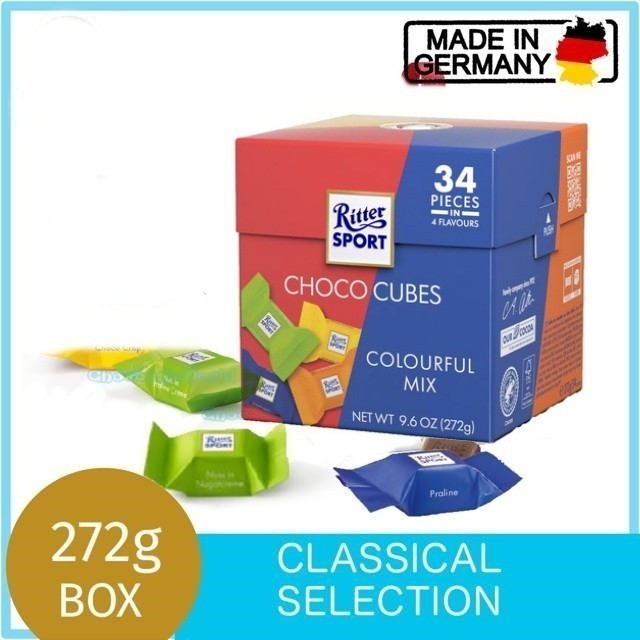 Jual Coklat RITTER SPORT Colourful Mix Choco Cubes 272gram isi 34pcs ...