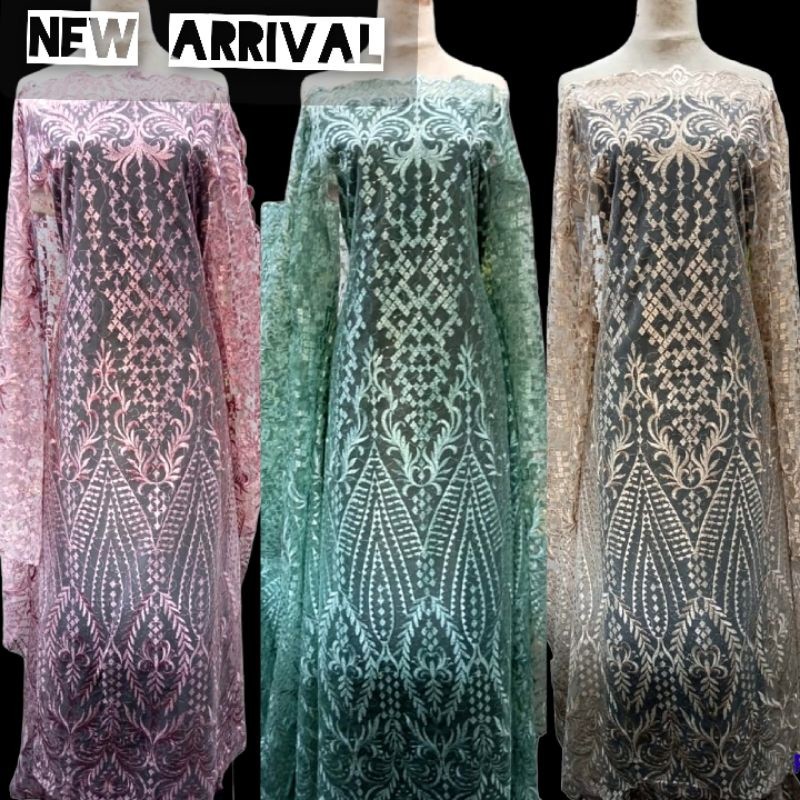 Jual Kain Brokat Tile Bordir Korea, Bahan Kebaya Btokat Tille | Shopee ...