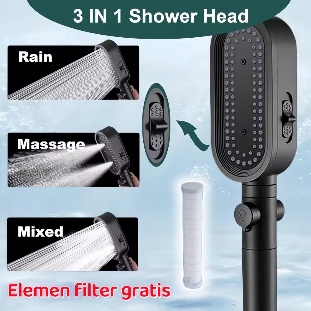Jual 3 IN 1 Shower Mandi Shower Hand Held Set 4 Mode Shower Set 12cm ...