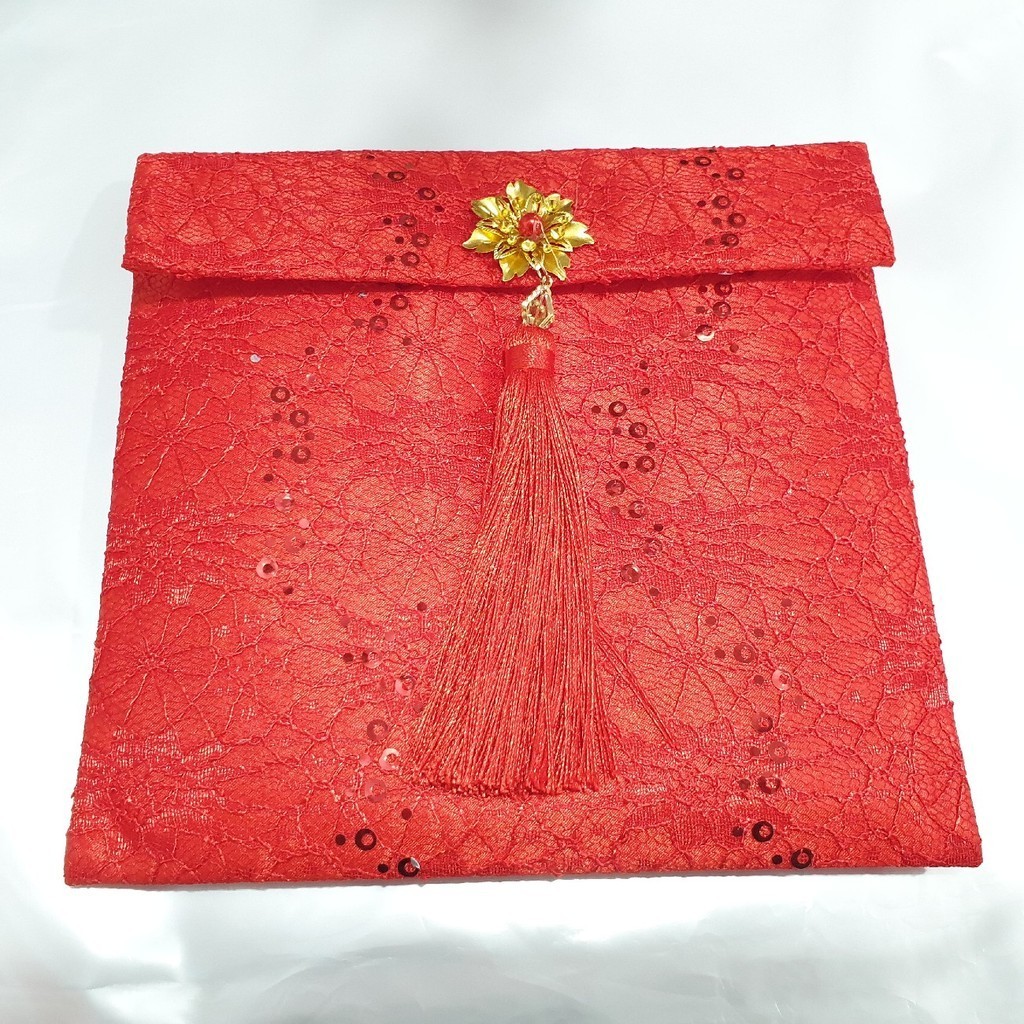 Jual Dompet merah payet imlek 20 Cm x 20 cm kotak angpao | Shopee Indonesia