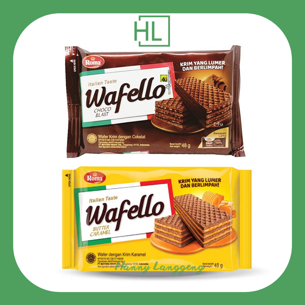 Jual [HL] Wafello 2000 Wafer Roma Coklat/Caramel 1 pack Isi 10 pcs @37 ...