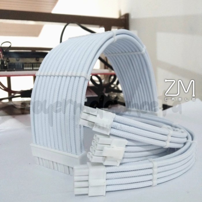 Jual Custom Sleeve Extension PSU Cable Kit - White - 4 Pin CPU | Shopee Indonesia