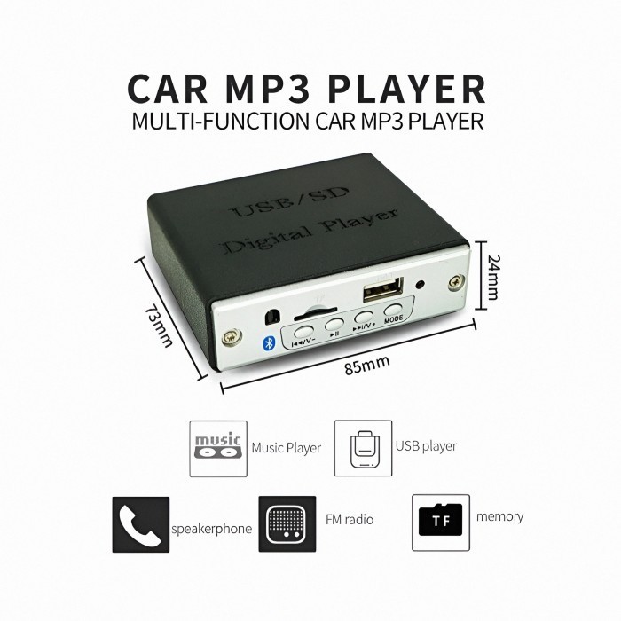 Jual Modul Mp3 Bluetooth Music Player Box USB TFT FM Radio Stereo 12V ...