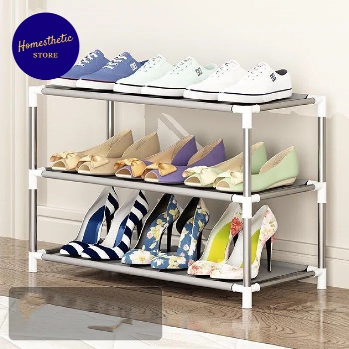 Jual Rak Tempat Sepatu Sandal 3 Susun Shoe Rack Shelf Cabinet Rak Besi ...
