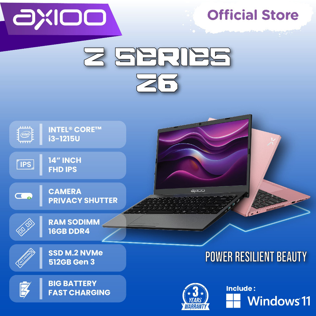 Jual Laptop Axioo Mybook Z6 (RAM 16GB/512GB NVMe) 14” Full IPS Display -Windows 11 –Intel Core ...