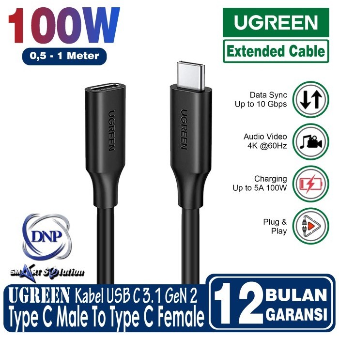 Jual Kabel Extension UGREEN Type C Male To Type C Female Cable | Shopee ...