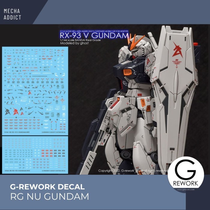 Jual Water Slide Decal RG RX-93 V Nu Gundam by G-rework | Shopee Indonesia