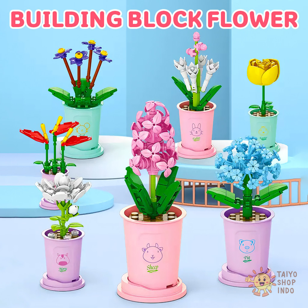 Jual TAIYO Mainan Anak Building Blocks Flower Pot Bunga Mini Nano Blok ...