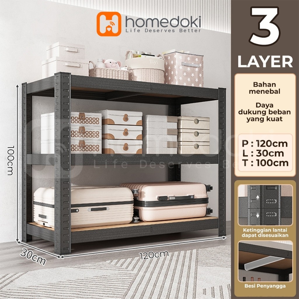 Jual Homedoki Rak penyimpanan 3 tingkat / 3 susun Rak gudang Serbaguna ...
