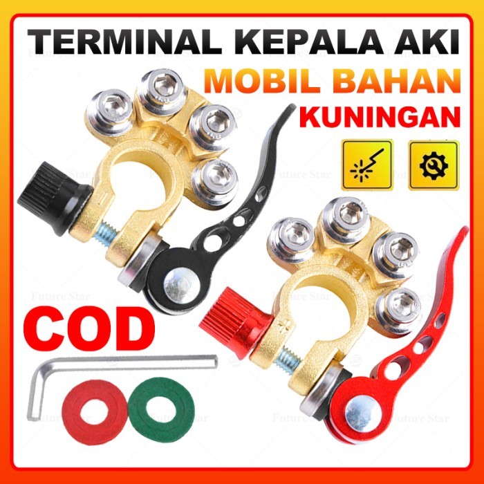Jual Terminal Kepala Aki Mobil Bahan Kuningan 2pcs Powone Set Quick ...
