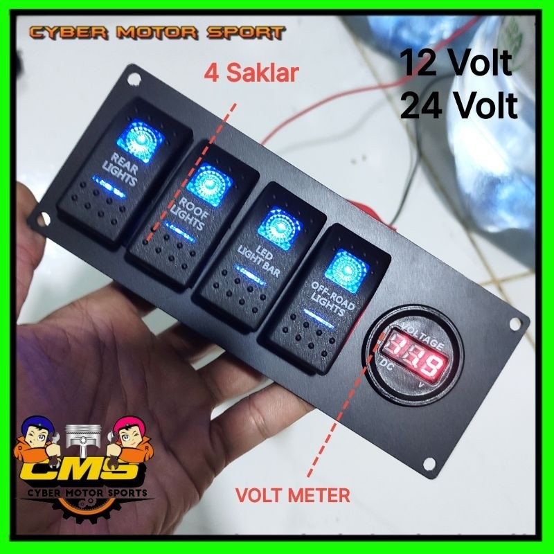 Jual dashboard interior panel saklar plus volt meter mobil universal ...