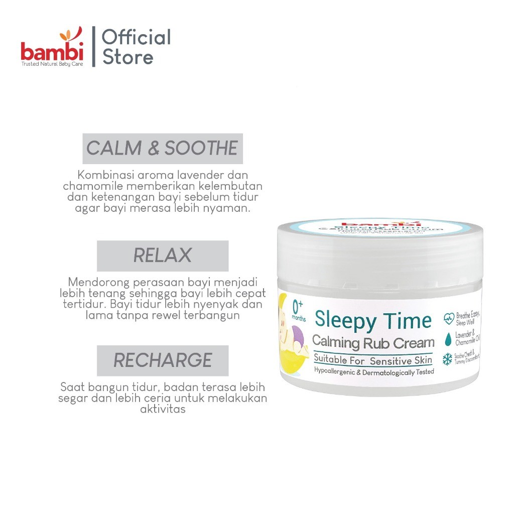 Jual Bambi Sleepy Time Calming Rub Cream 40gr / Penenang Bayi | Shopee ...