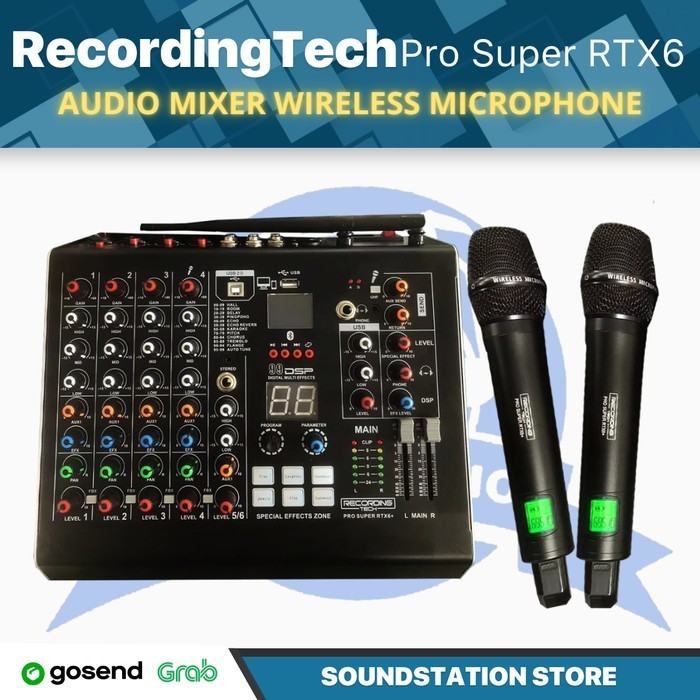 Jual RECORDING TECH PRO SUPER RTX6 Audio Mixer Wireless Microphone ...