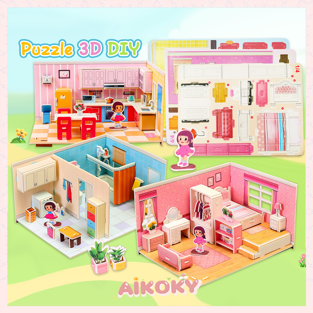 Jual AIKOKY Mainan Craft 3D Puzzle Miniature Rumah Mainan Edukasi Anak ...